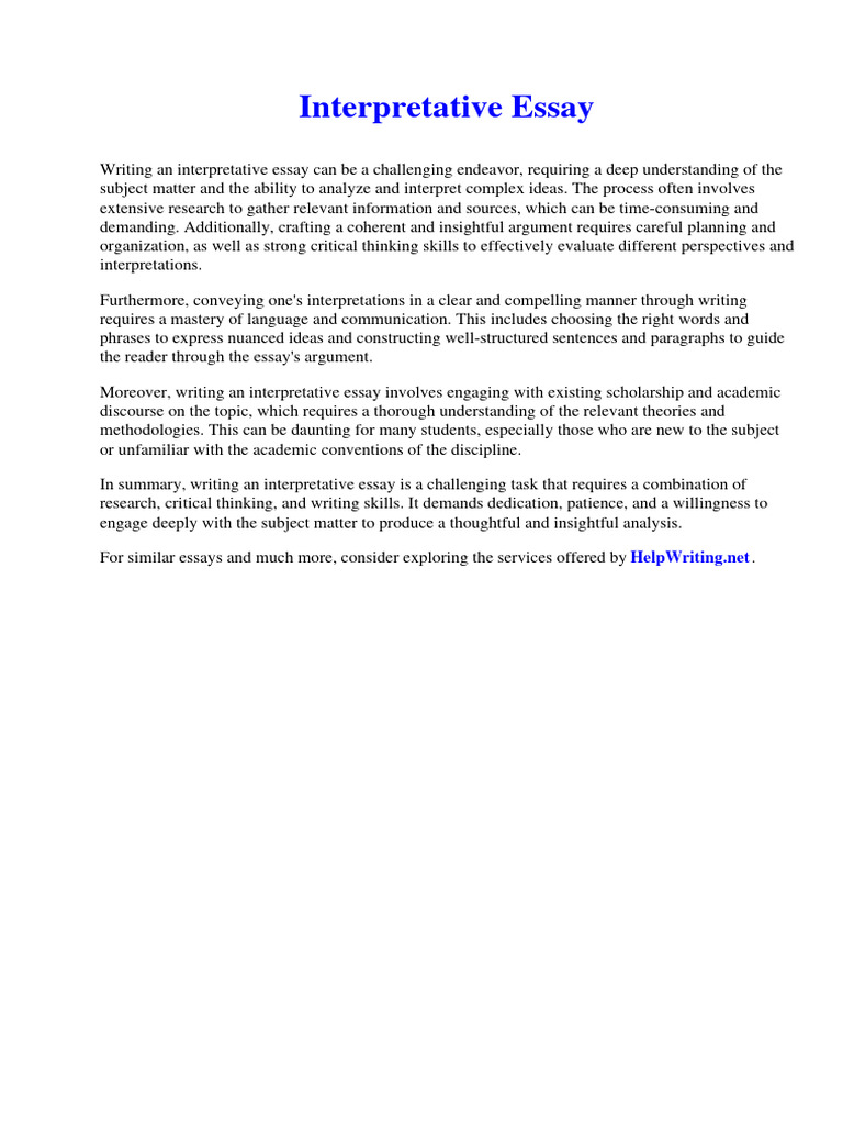Interpretative Essay | PDF | Essays | Critical Thinking