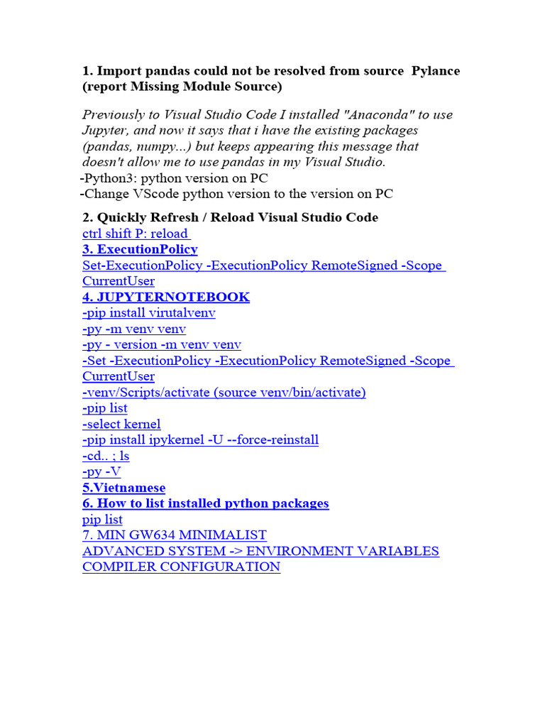 Common Vscode Error | PDF