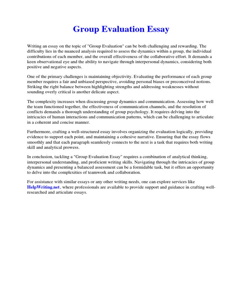 Group Evaluation Essay | Download Free PDF | Mandatory Palestine | Communication