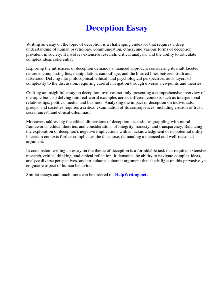 Deception Essay | PDF | Deception | Lexus