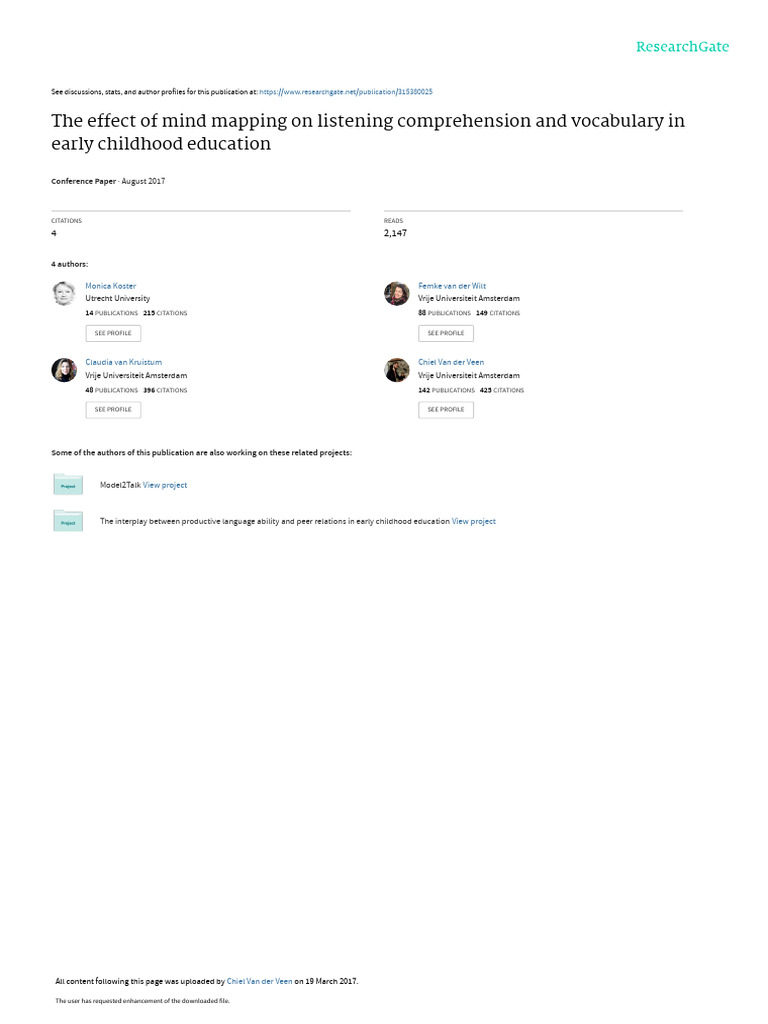 The Effect of Mind Mapping On Listening Comprehension and Vocabulary in Early Childhood ...