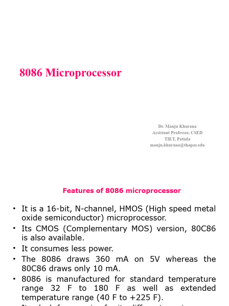 1st Lecture_Pin Diagram of 8086 | PDF