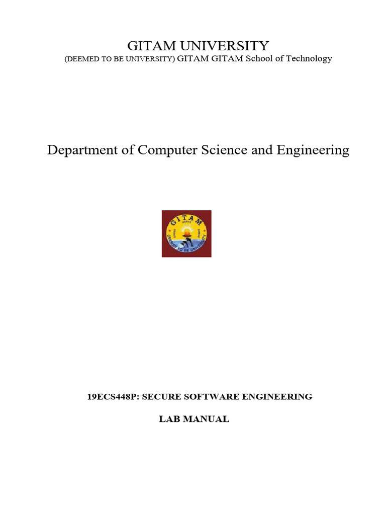 19ECS448P Secure Software Engineering - Lab Manual | PDF | Computer Programming | Information ...