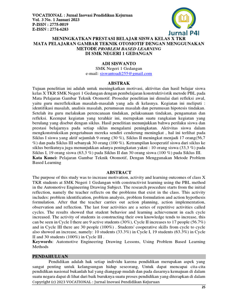 Contoh Artikel Problem Based Learning | PDF