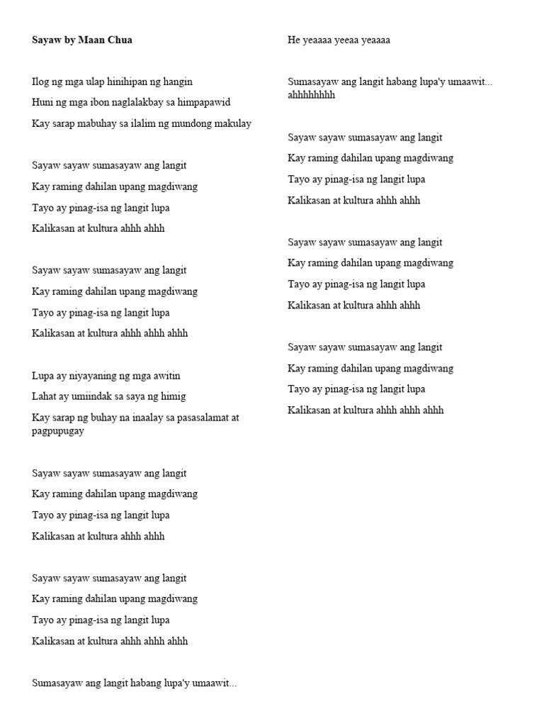 Sayaw by Maan Chua | PDF