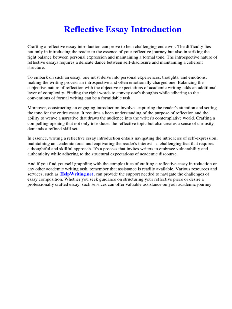 Reflective Essay Introduction | PDF