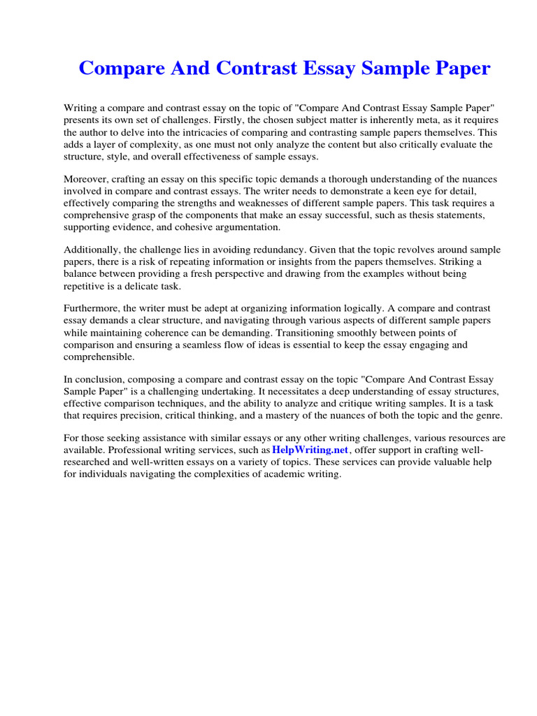 Compare and Contrast Essay Sample Paper | PDF | Essays | Gregorian Chant