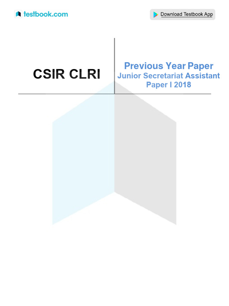 CSIR CLRI Junior Secretariat Assistant Paper I 2018 English | PDF