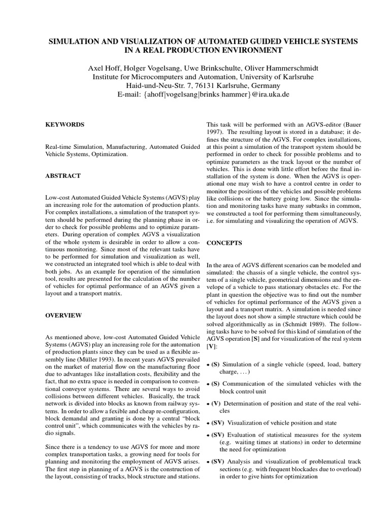 Simulation and Visualisation of AGV | PDF | Simulation | Mathematical Optimization