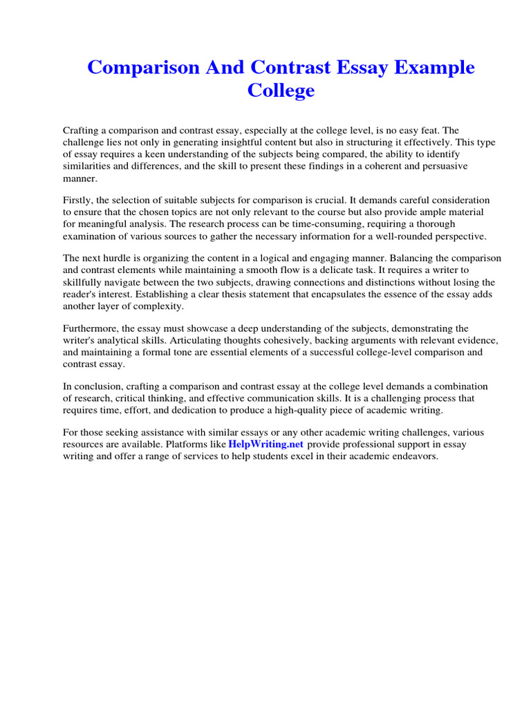 Comparison and Contrast Essay Example College | PDF | Polytheism | Deities