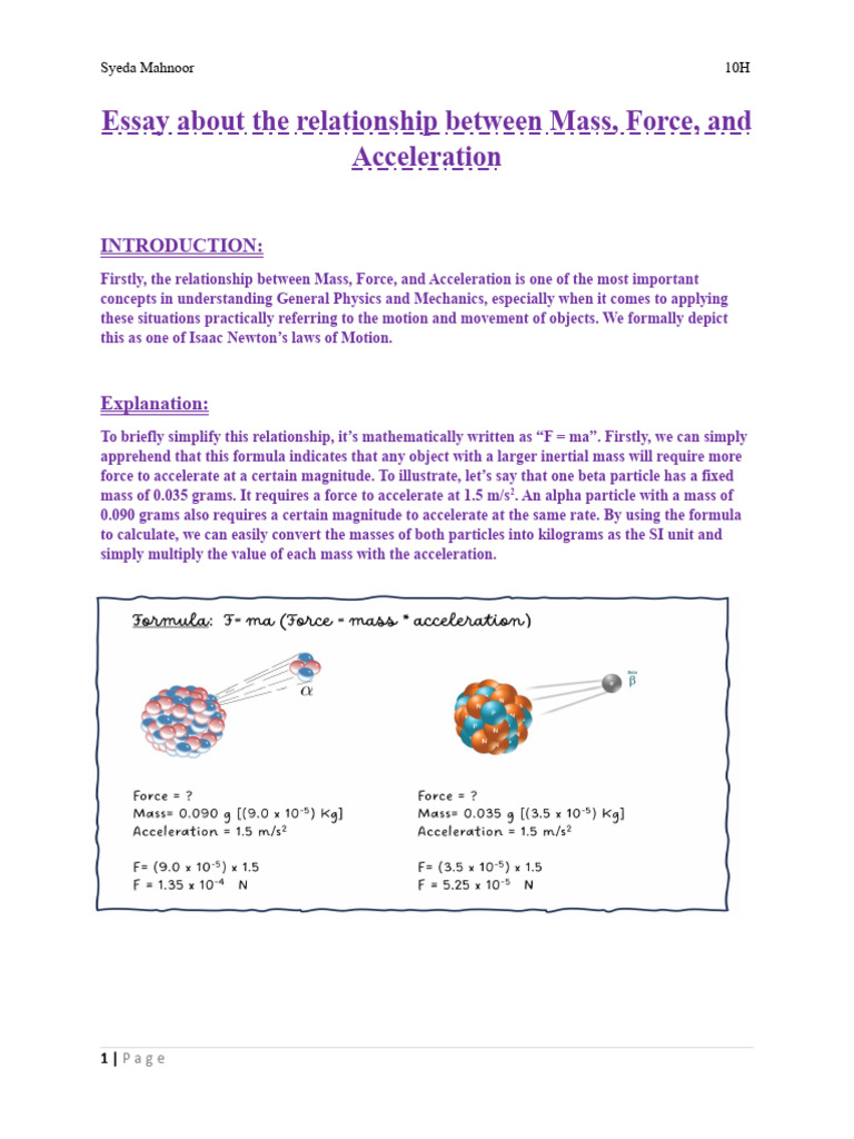 Mass, Force, and Acceleration Explained | PDF | Force | Mass