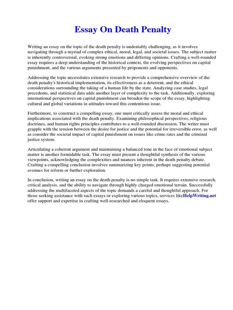 Essay On Death Penalty | PDF