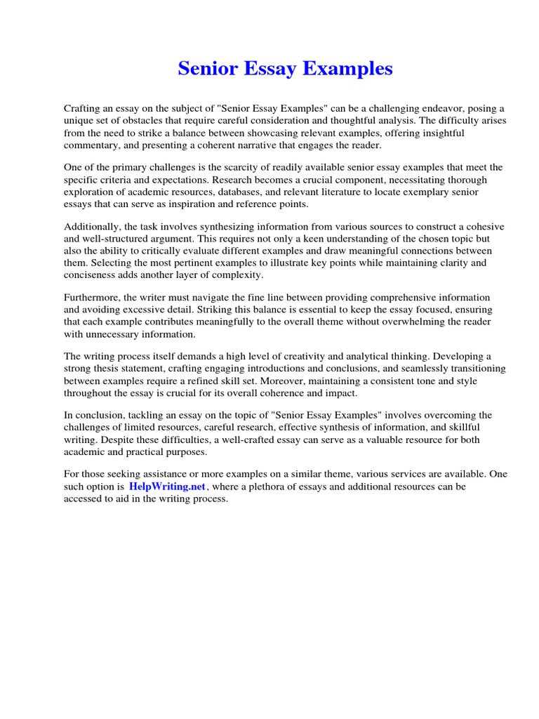 Senior Essay Examples | PDF | Essays | Autism Spectrum