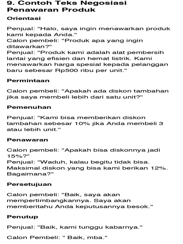 30 Contoh Teks Negosiasi Singkat Untuk Berbagai Situasi Beserta ...