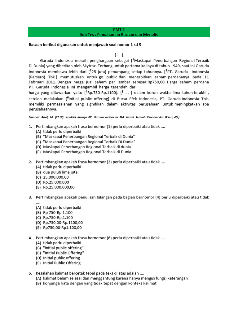 PMT BIN 2 - PBM Final - Siswa | PDF