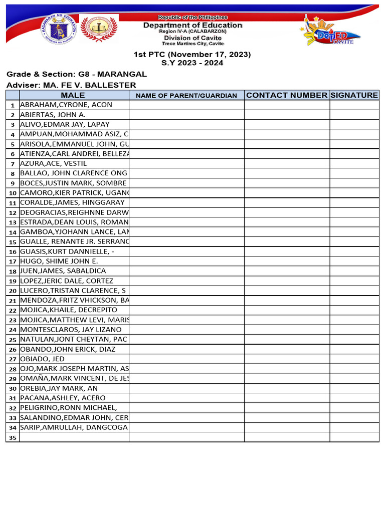 Attendance Sheet PTC | PDF