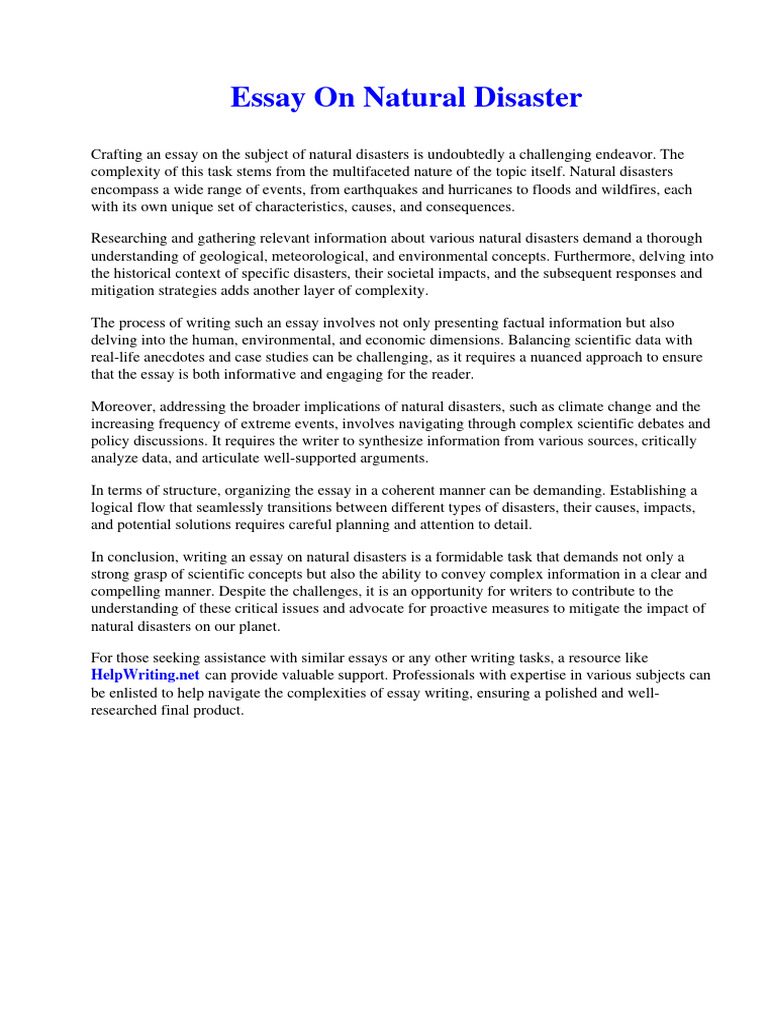 Essay On Natural Disaster | Download Free PDF | Essays | Natural Disasters