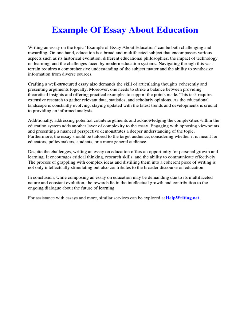 Example of Essay About Education | PDF | Essays | Value Chain