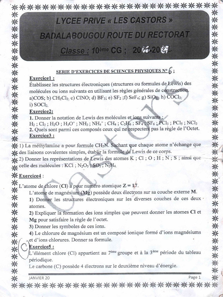 Series Exercices Sciences Physiques 10CG 2022 Castors 2 | PDF