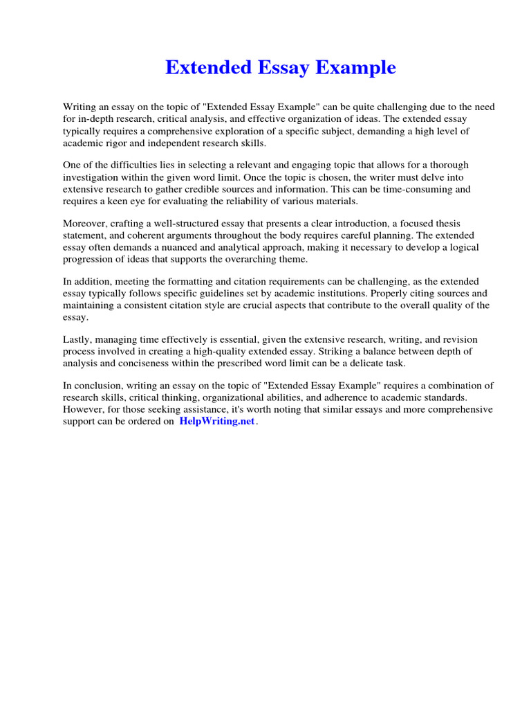 Extended Essay Example | PDF | Essays | Major Depressive Disorder