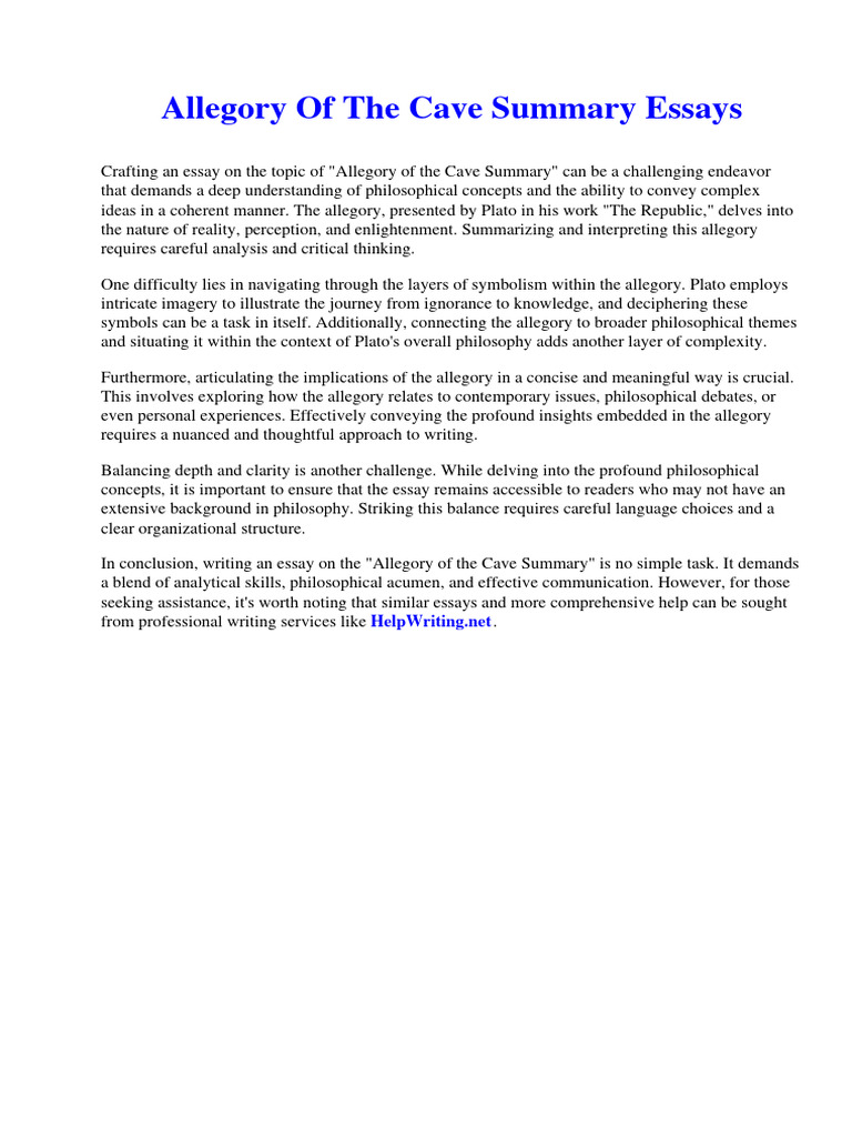 Allegory of The Cave Summary Essays | PDF | Allegory | Macbeth