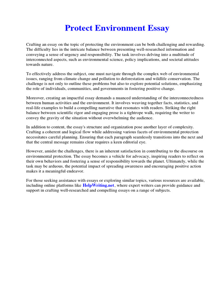 Protect Environment Essay | PDF | Acupuncture | Chiropractic