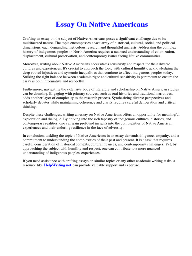 Essay On Native Americans | PDF Essay On Native Americans | PDF