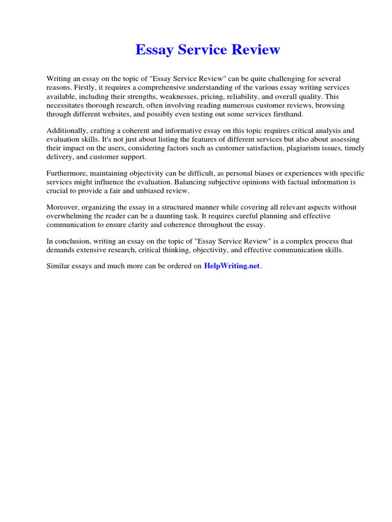 Essay Service Review | PDF | Essays | Major Depressive Disorder