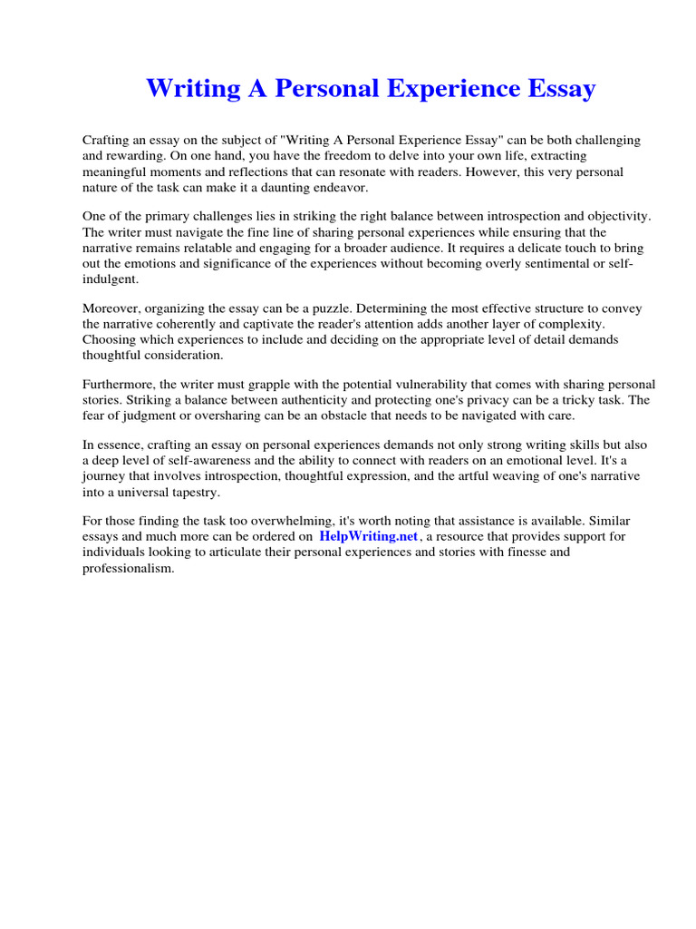 Writing A Personal Experience Essay | PDF | American Civil War ...