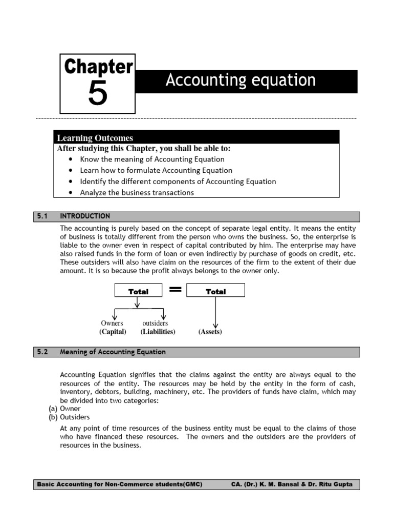 MBA Chp-5 - Accounting Equation | PDF | Business