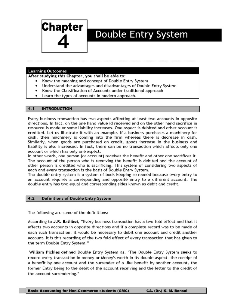 MBA Chp-4 Double Entry System | PDF | Debits And Credits | Expense