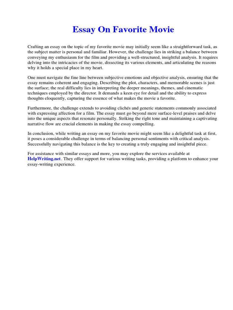 Essay On Favorite Movie | PDF