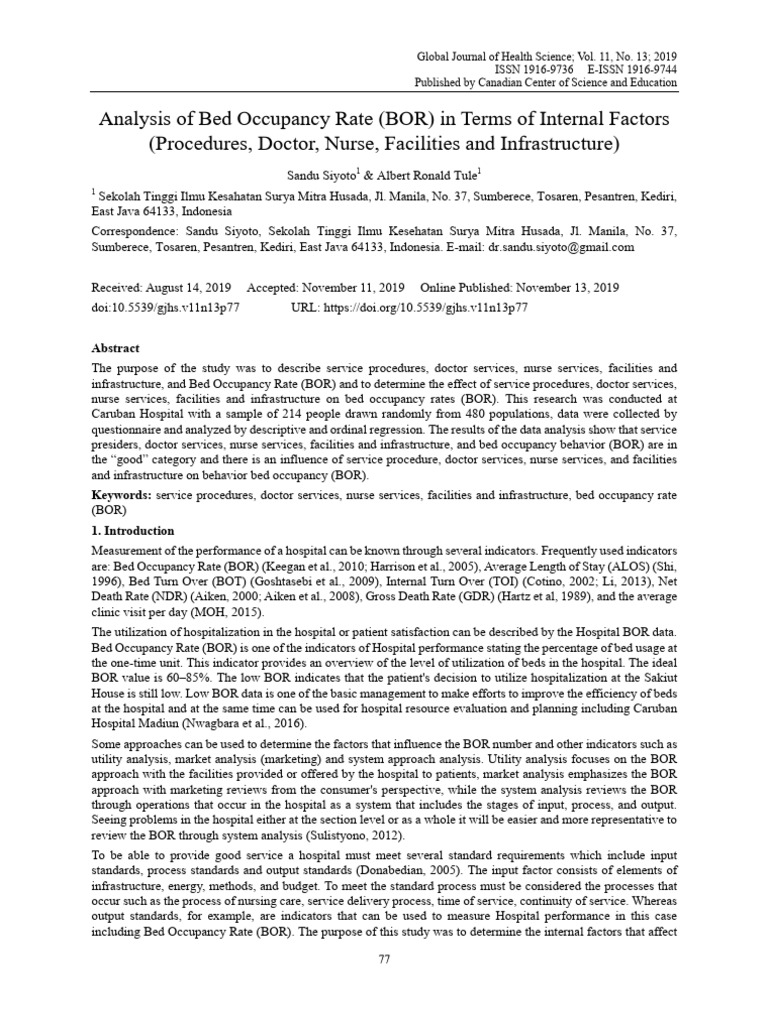 Hospital Bed Occupancy Factors Analysis | PDF | Hospital | Sampling ...