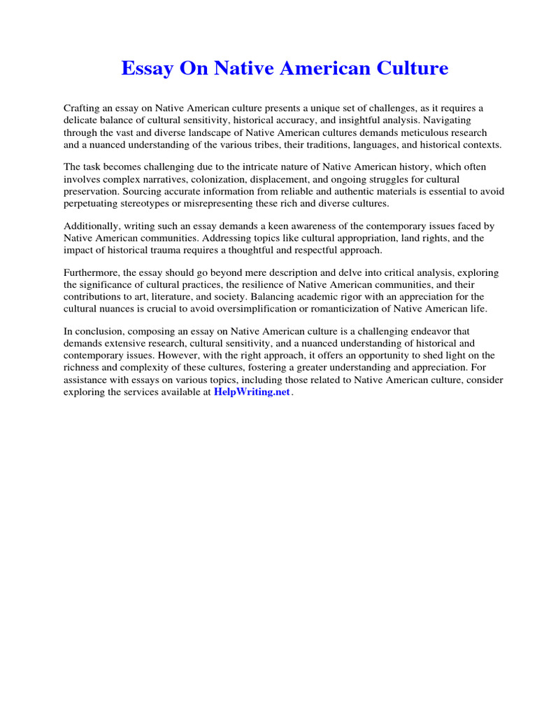 Essay On Native American Culture | PDF | George Washington Essay On Native American Culture | PDF | George Washington
