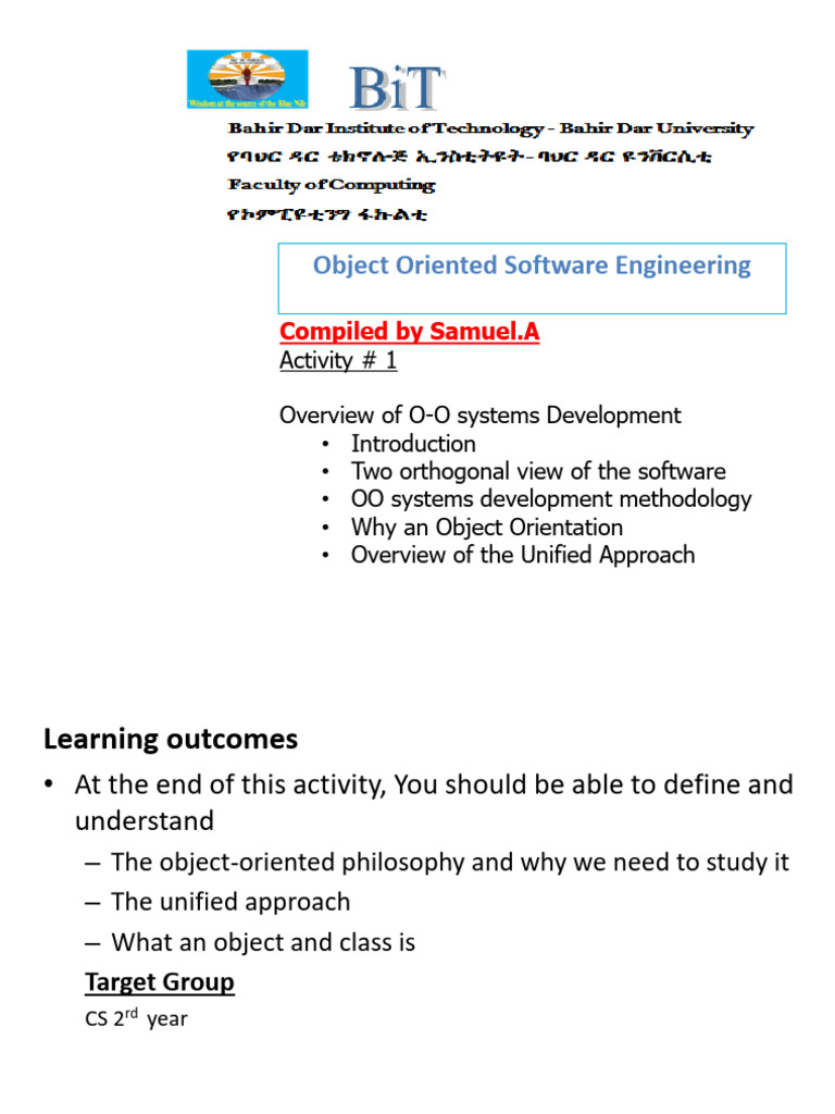 Oose 1 Pdf Class Computer Programming Object Oriented Programming 