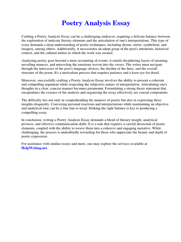 Poetry Analysis Essay | PDF | Hurricane Katrina | Poetry