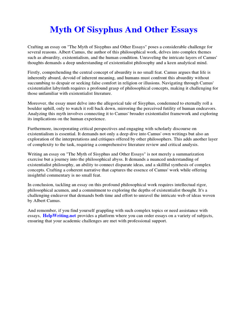 Myth of Sisyphus and Other Essays | PDF | Obi Wan Kenobi | Existentialism