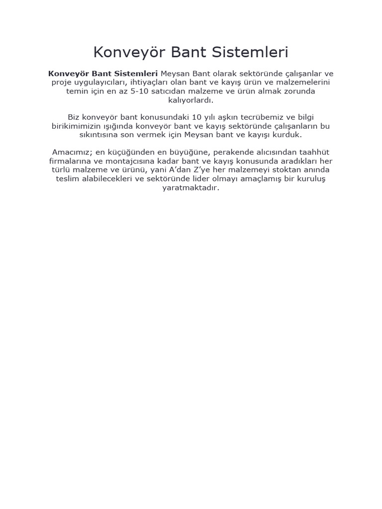 Konveyör Bant Sistemleri | PDF