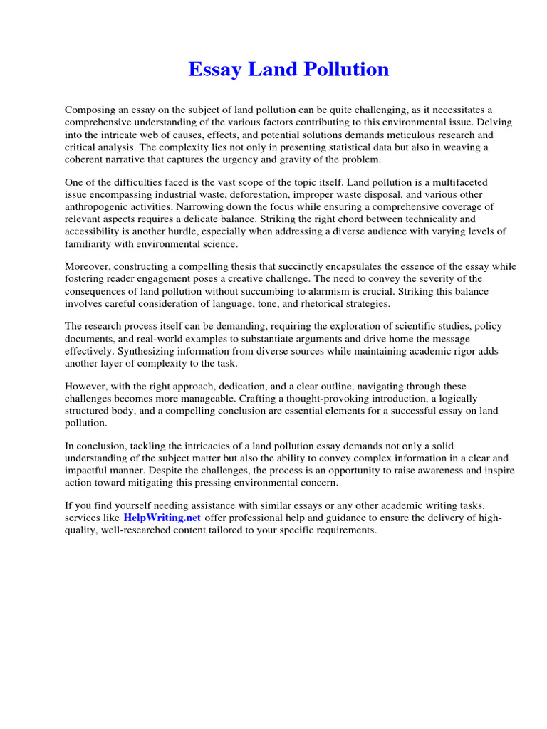 Essay Land Pollution | PDF | Educational Technology | Essays