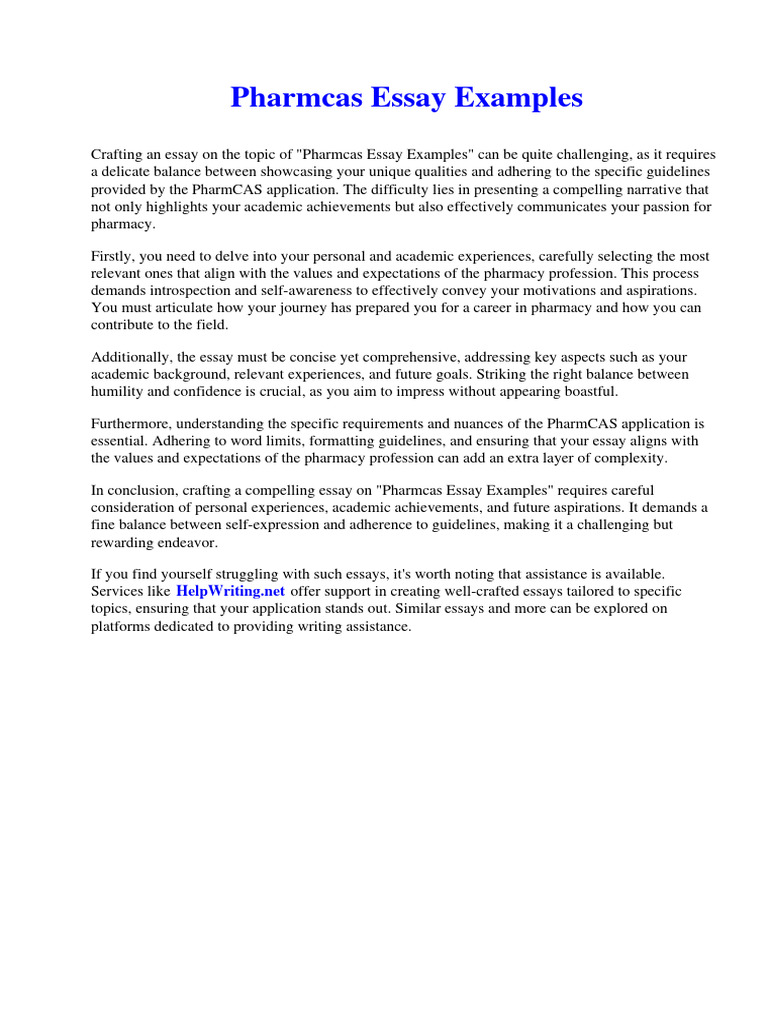 Pharmcas Essay Examples | PDF