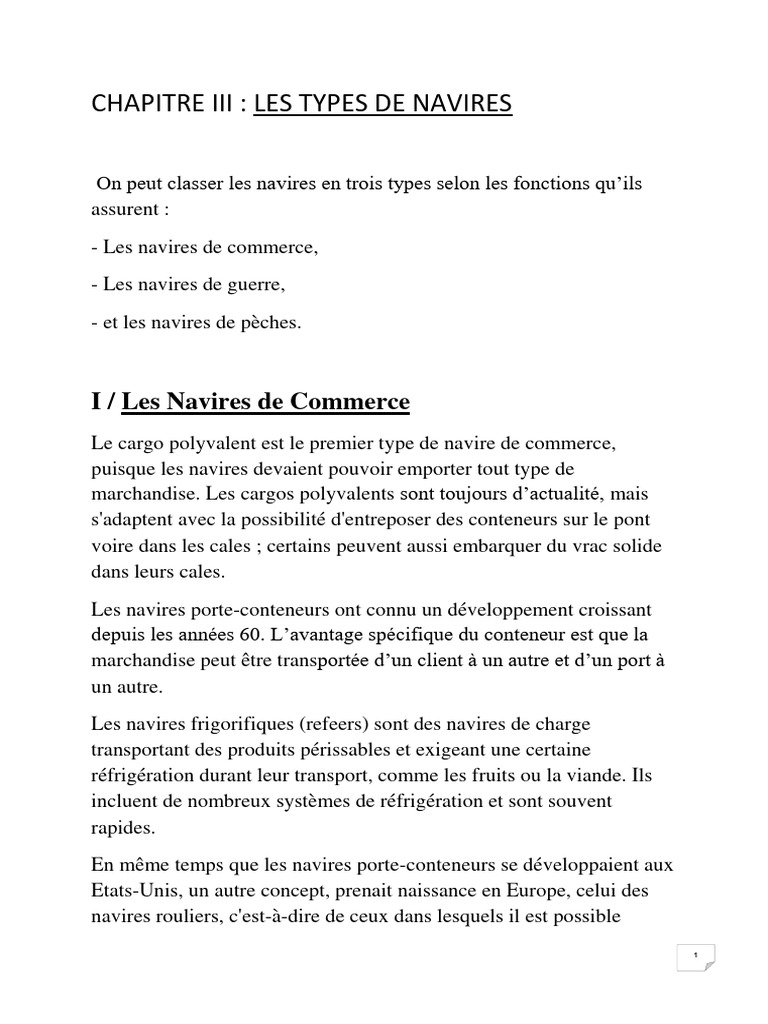 Types de Navires de Commerce et de Guerre | PDF | Navire de charge ...