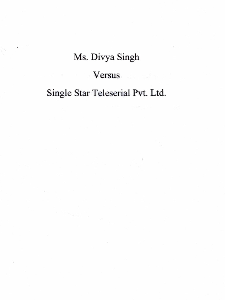 Ms. Divya Singh vs. Single Star Teleserial | PDF