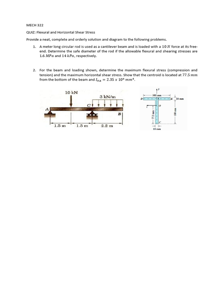 Flexure and Shear Quiz 2nd 20 21 | PDF | Science & Mathematics