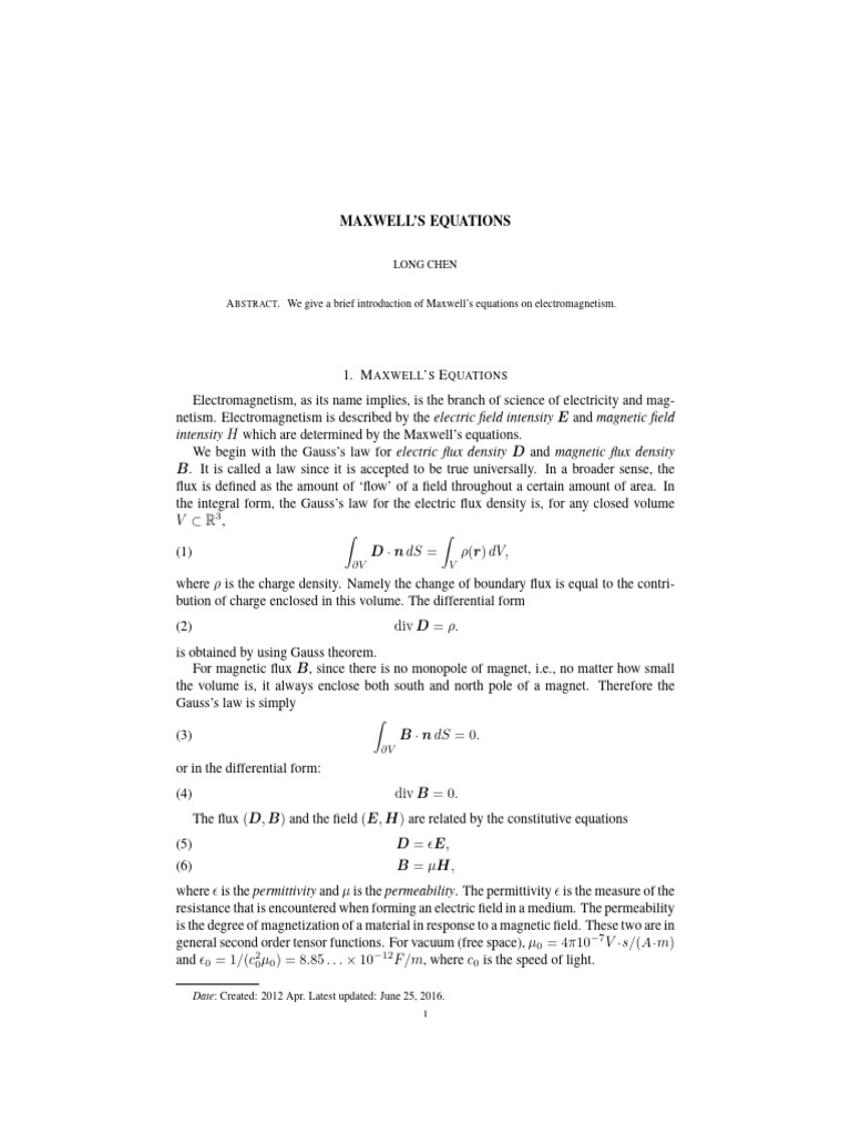 Maxwell Equation | PDF | Technology & Engineering