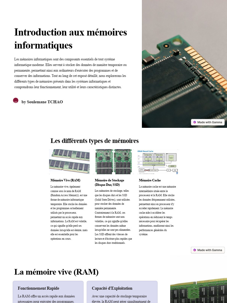 Introduction Aux Memoires Informatiques | PDF | Mémoire (informatique ...