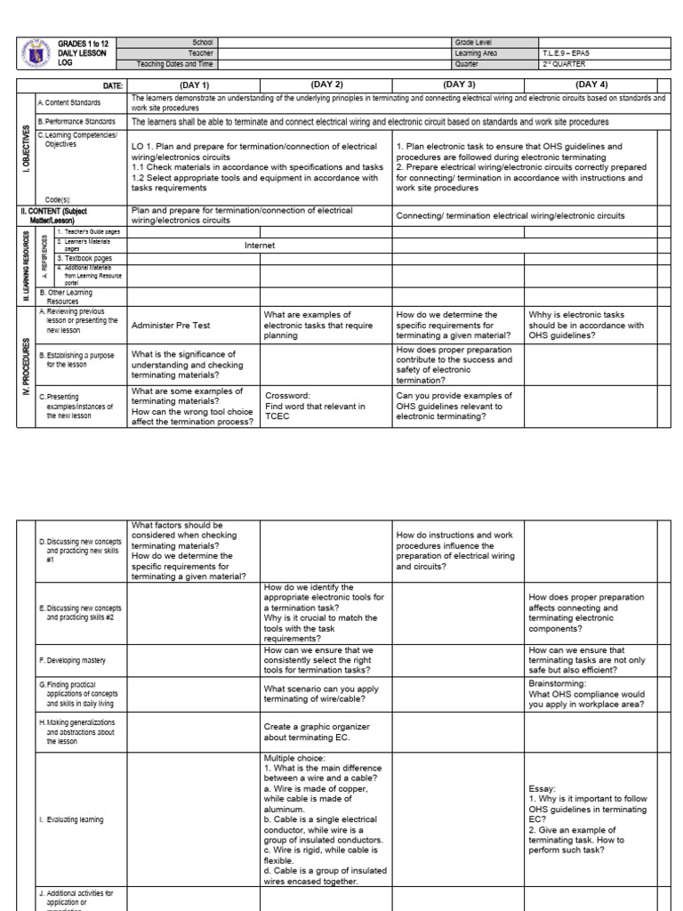 DLL G9 EPASq3w1 | PDF | Learning | Teachers