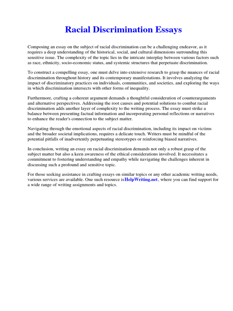 Racial Discrimination Essays | PDF | Alternative Medicine | Psychology