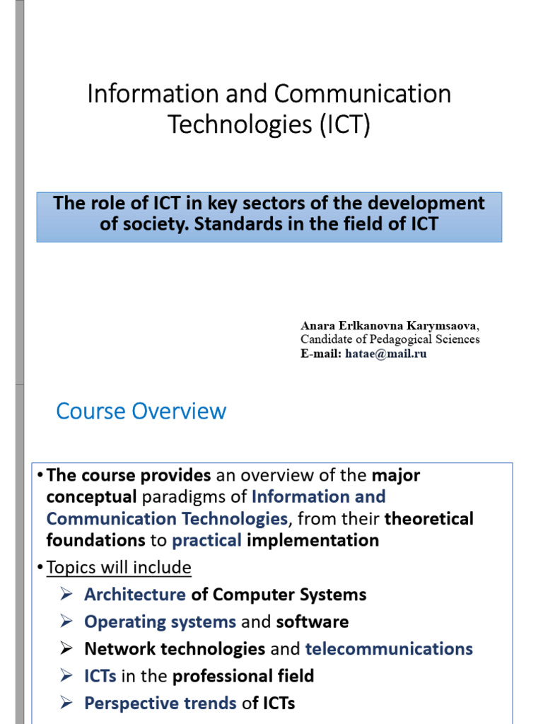 The Role of ICT in Key Sectors of The Development of Society. Standards ...