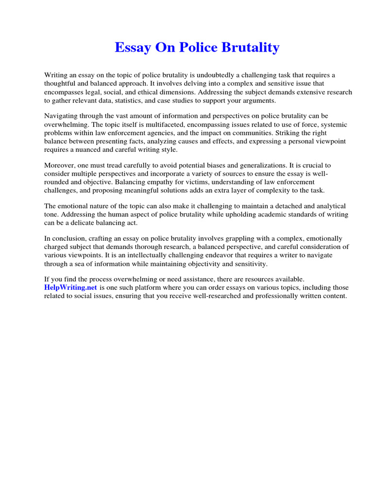 Essay On Police Brutality | PDF | Essays