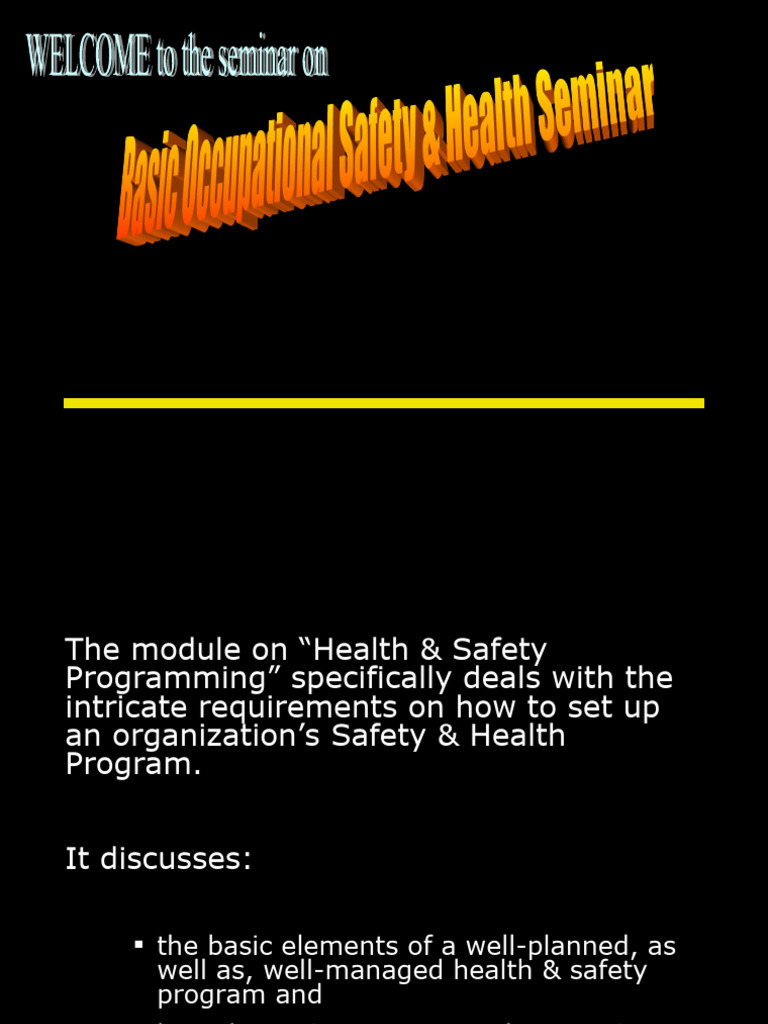 OSH Programming | PDF | Occupational Safety And Health | Employment